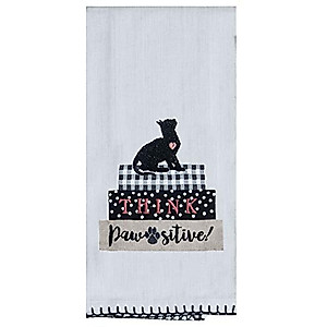 18TH STREET GIFTS Cat Kitchen Towels, Set of 3 Embroidered Dish Towels and Dishwasher Magnet - Cat Kitchen Accessories