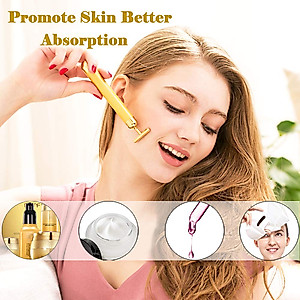Amirce Face Massager Roller Golden 3D Roller Electric Facial Roller and T Shape Facial Roller Massager Kit Face Roller