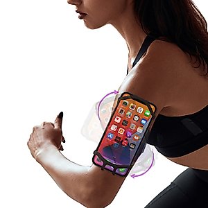 JEMACHE Running Armband for iPhone 15 Pro Max, 14 13 12 11 SE, 6S 7 8 Plus, Samsung Galaxy S23 S22 S21 Ultra, Plus, Workouts Cell Phone Arm Band Holder (Black)