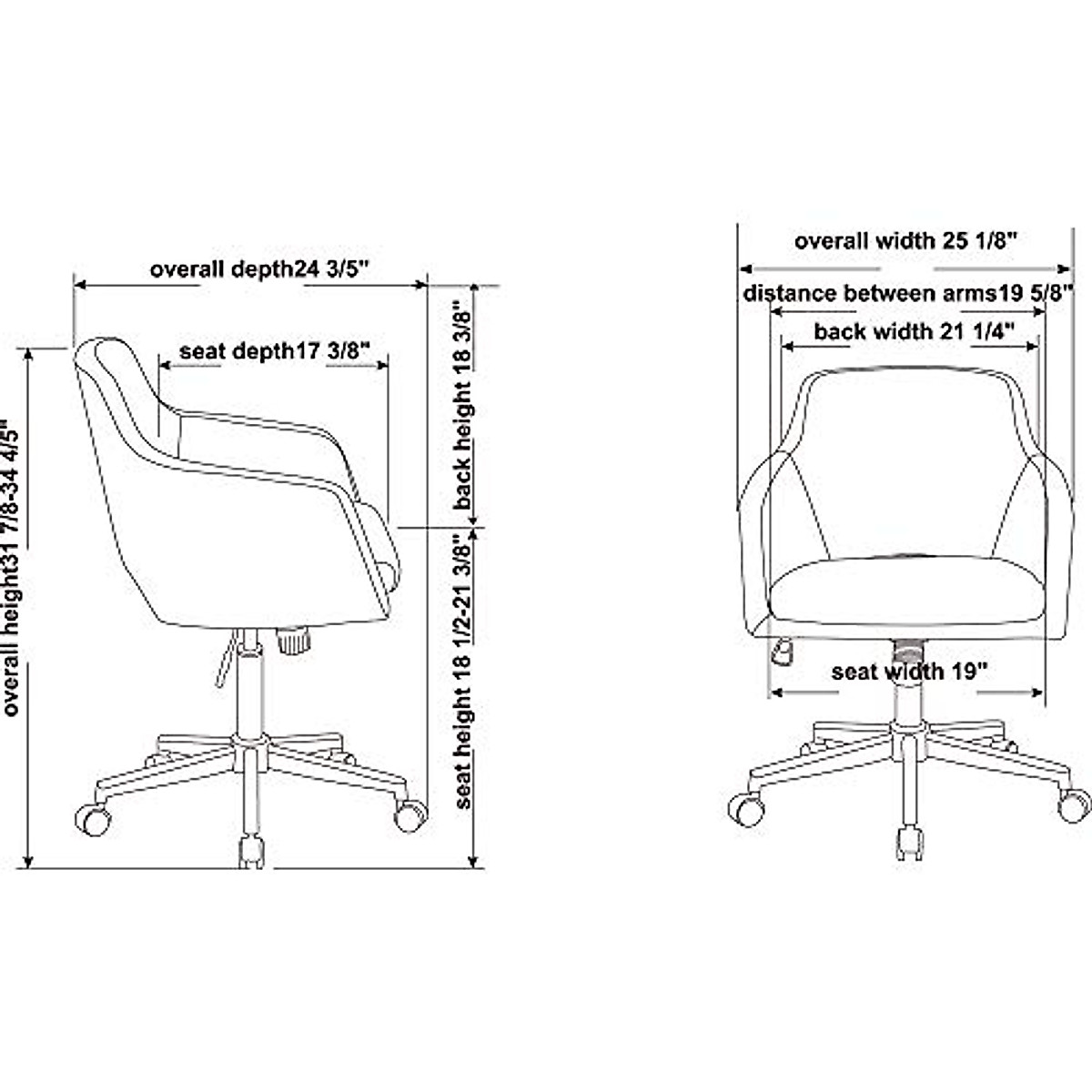 Lorell Mid-Centry Modern Task Chair, Gray Seat