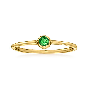 RS Pure by Ross-Simons 0.10 Carat Emerald Ring in 14kt Yellow Gold. Size 8
