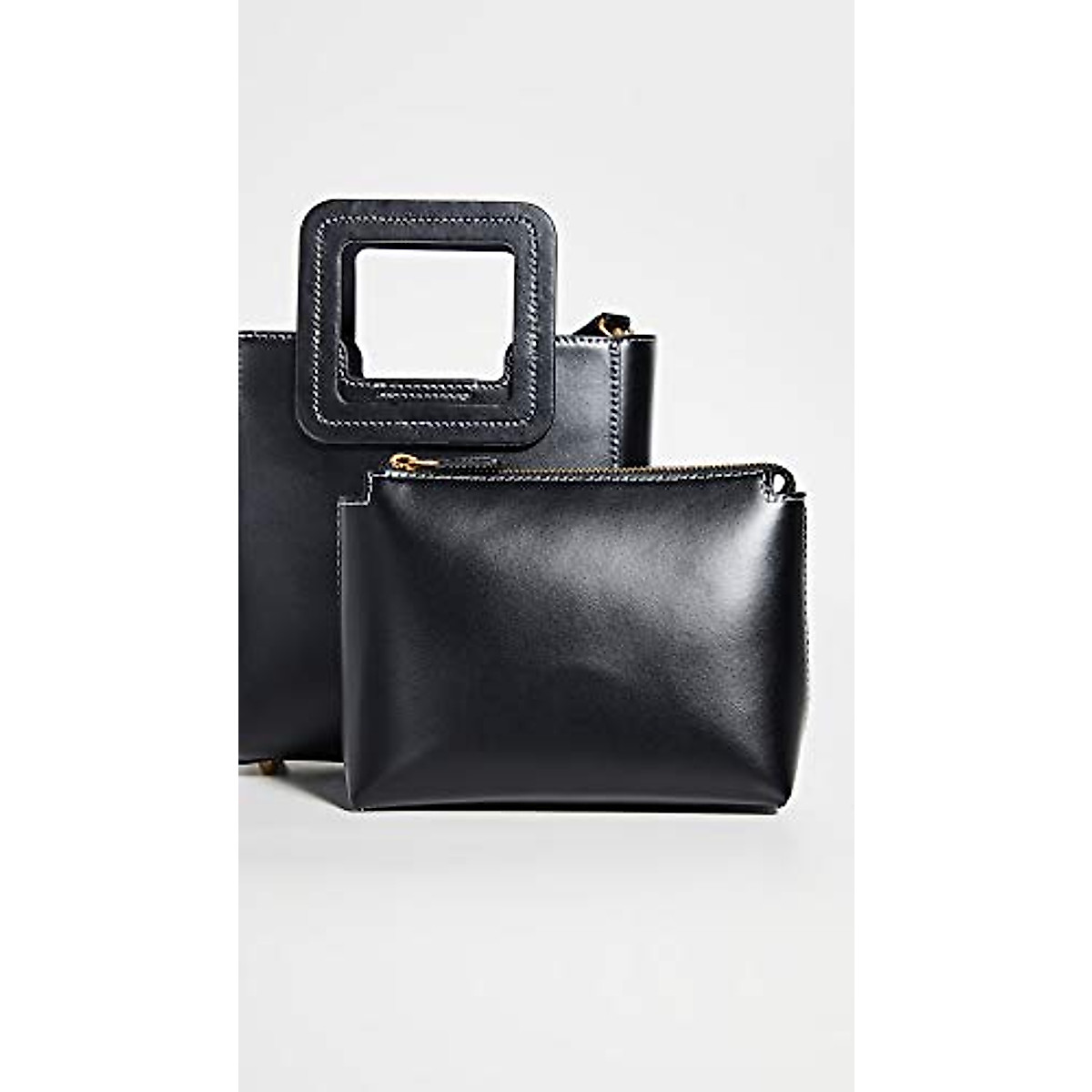 Staud Women's Black Leather Mini Shirley Tote Crossbody Handbag Messenger