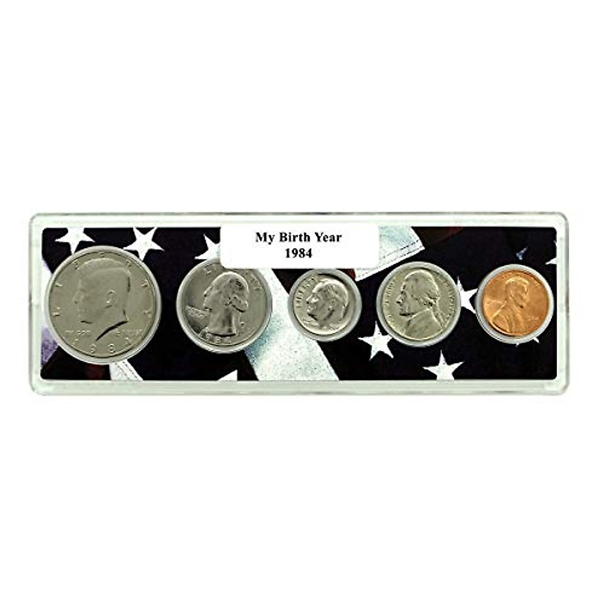 1984-5 Coin Birth Year Set in American Flag Holder Uncirculated