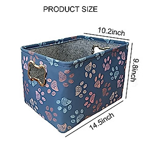 SIJESSIE Large Foldable Storage Bins 2 Pack,Felt Storage Basket Organizer,Pet Toy Baskets with Metal Ring Handles for Dog Toys,Clothes,Towels,Magazine ,Home Organizing