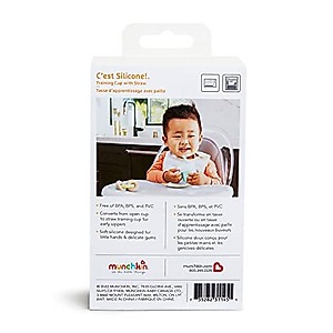 Munchkin® C’est Silicone! Open Training Cup with Straw for Babies and Toddlers 6 Months+, 4 Ounce, Coral