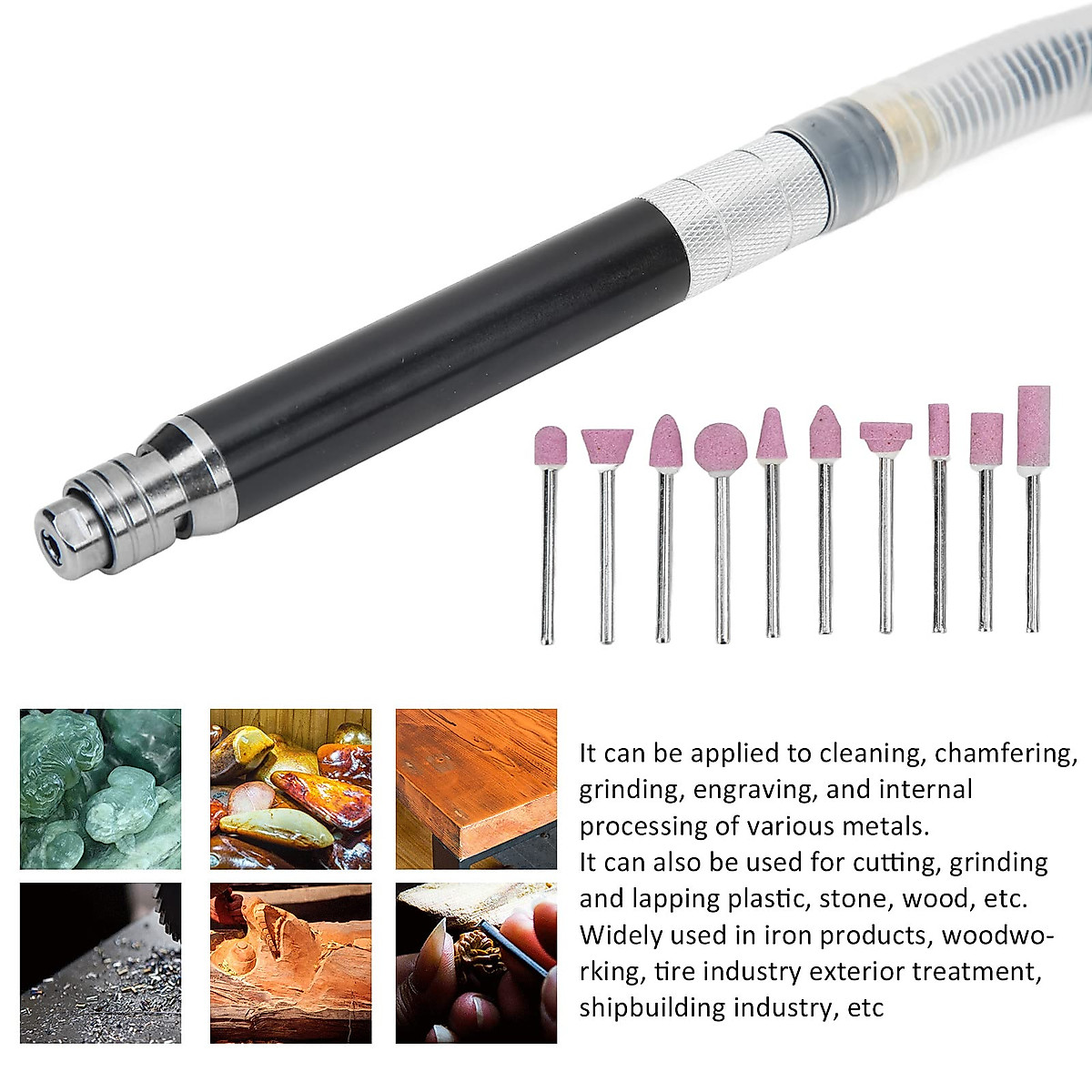 Air Powered Micro Die Grinder Set, Micro Pneumatic Pencil Die Grinder Set Portable Polishing Engraving Tool Nylon Power Die Grinders