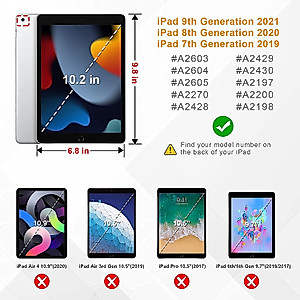 Bundle of iPad 9th Generation Case 2021 and Glass Screen Protector | iPad 10.2 Case for Kids 8th 7th Generation with Pencil Holder & Stand | Heavy Duty Drop Proof Case for iPad 9th 8th 7th Gen | Black