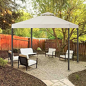 Durcover Gazebo Replacement Top 10x10 ft, Gazebo Canopy Replacement Cover for 2 Tier Outdoor Patio Garden Tent Frames, Waterproof UV-Resistant, Canopy Cover with Air Vent Only, Beige