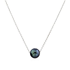 SPLENDID PEARLS Freshwater Single Pearl Necklace for Women with 17" Sterling Silver Chain | Real Pearl 10-11mm Pendant Necklace