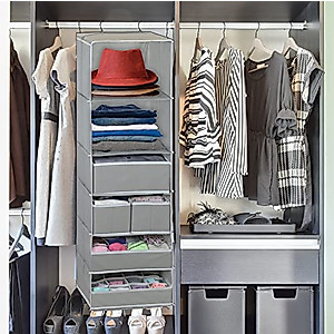Simple Houseware 6 Shelves Hanging Organizer with Drawers, Grey
