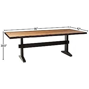 Coaster Home Furnishings Bexley Burnham Live Edge Dining Table with Trestle Base Natural Honey and Smokey Black
