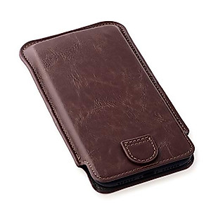 Dockem Provincial Wallet Sleeve for iPhone 14, 14 Pro, 13, 13 Pro, 12, 12 Pro, iPhone 11 & XR (6.1"): Slim Vintage PU Leather Cover with 2 Card Holder Slots: Professional Executive Pouch Case [Brown]