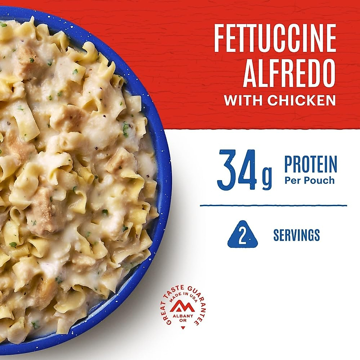 Mountain House Fettuccine Alfredo with Chicken | Freeze Dried Backpacking & Camping Food | 2-Servings