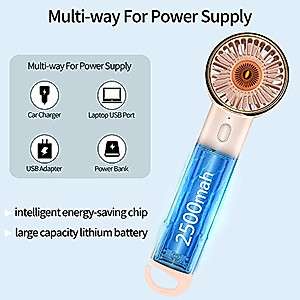 Handheld Fan, Mini Portable Fan USB Rechargeable with Hanging Hook, 3 Speeds, 3000mAh Personal Desk Turbo Fans, Small Pocket Fan for Indoor Outdoor Travel