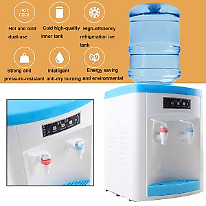 EWANYO Top Loading Water Cooler Water Dispenser Countertop Water Cooler Dispenser for 3 to 5 Gallon Bottles, Hot Cold Water Dispenser for Home Kitchen Offices Dorm