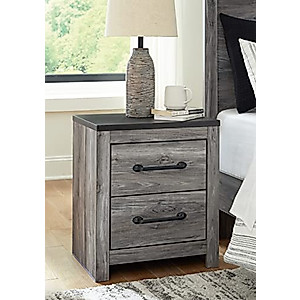 Signature Design by Ashley Bronyan 2 Drawer Nightstand, 22"W x 16"D x 25"H, Gray Plank