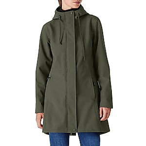 Outdoor Ventures Women's Lightweight Waterproof Fleece Lined Hooded Softshell Rain Jacket, Warm Windbreaker Long Coat