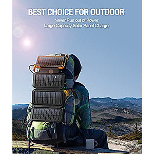 BLAVOR Solar Charger Power Bank, PD 18W QC3.0 Fast Charging 20000mAh Solar Powered Powerbank with 4 Foldable Panels, Type C Input/Output, Camping Light SOS Flashlight, Compass Carabiner(Orange)