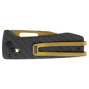 SOG Ultra XR Everyday Carry Slimline Ambidextrous CRYO CPM S35VN Stainless Steel Folding Knives | Titanium Pocket/Money Clip, Carbon/Gold