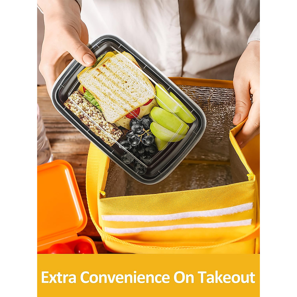 NEEBAKE 60 Sets 32oz Meal Prep Containers 2 Compartment - Plastic Food Storage Containers 2 Compartments with Lids