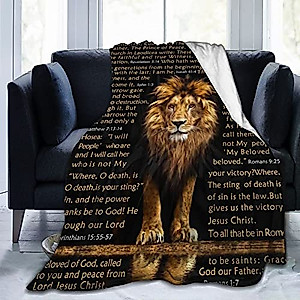 BUUGVIIL Bible Verse Blanket Biblical Gifts for Women Christian Gifts Lion Prayer Religious Throw Blankets for Couch Sofa Bed Warm Gifts 50X60 Inch