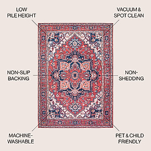 JONATHAN Y WSH105A-8 Cirali Ornate Large Medallion Machine Washable Indoor Bohemian Transitional Area Rug,High Traffic,Kitchen,Living Room,Backyard,Non Shedding,8 X 10,Red/Navy