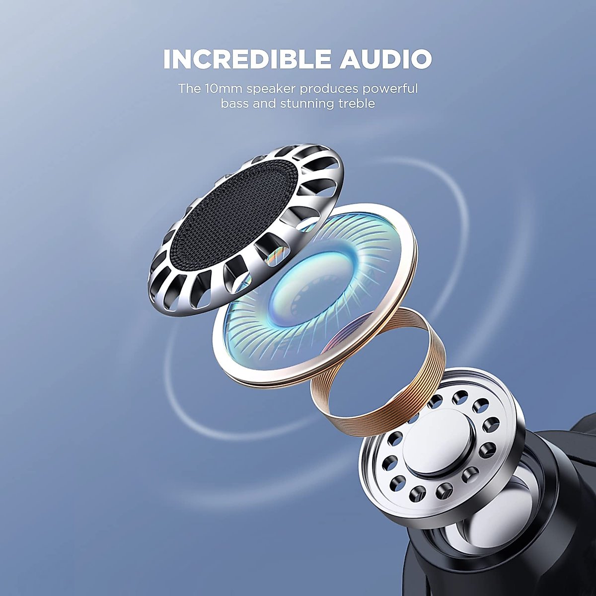 HTC True Wireless Earbuds 7 Bluetooth 5.3, in-Ear Headphones Noise Cancelling for Gaming, Exercising - 40ms Ultra Low Latency/22H Playtime/Game Modes/10mm Driver/Built-in Microphone -Gray