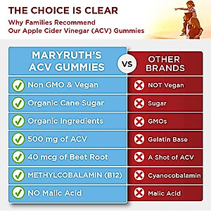MaryRuth Organics Apple Cider Vinegar | 1 Month Supply | Apple Cider Vinegar Gummies for Adults and Kids | Supplements for Immune Support | Vegan | Non-GMO | Gluten Free | 30 Servings