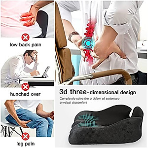 Benazcap X Large Memory Seat Cushion for Office Chair Pressure Relief Sciatica & Tailbone Pain Relief Memory Foam Firm Coccyx Pad for Long Sitting, for Office Chair, Gaming Chair and Car Seat Upgrade