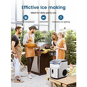 COWSAR Nugget Ice Makers Countertop, Soft Chewable Crushed Ice Maker Machine, Portable Pebble Ice Maker Countertop, 34Lbs/Day, Self-Cleaning, One-Button Operation Ice Machine for Home Kitchen Party