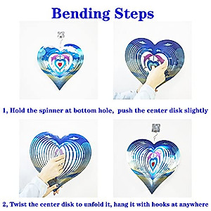 12" 3D Hanging Wind Spinners Windmills for The Yard Garden Decoration Large Metal Wind Chimes Sculptures Catchers Swivel Hooks Yard Haning Spinner Outdoor Indoor Crafts Pinwheel Lawn Art Home Decor