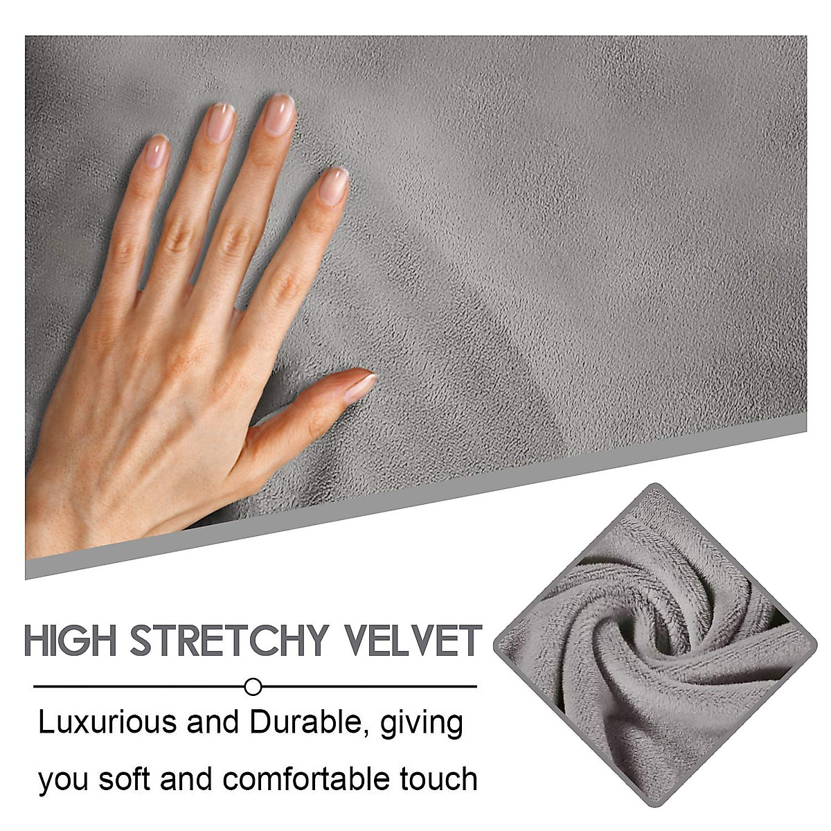 ULTICOR Reclining Love Seat Slipcover, 48" - 65" L, 6-Piece Velvet Stretch Loveseat Reclining Sofa Covers, 2 seat Love seat Recliner Cover, Thick, Soft, Washable (Light Grey)