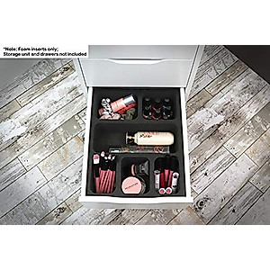 Polar Whale 5 pc Drawer Organizer Set (Compatible with Ikea Alex) Tray Waterproof for Office Home Dorm 11.5x14.5 Inches Spacious Compartments Black Extra Deep Pockets (Inserts only)