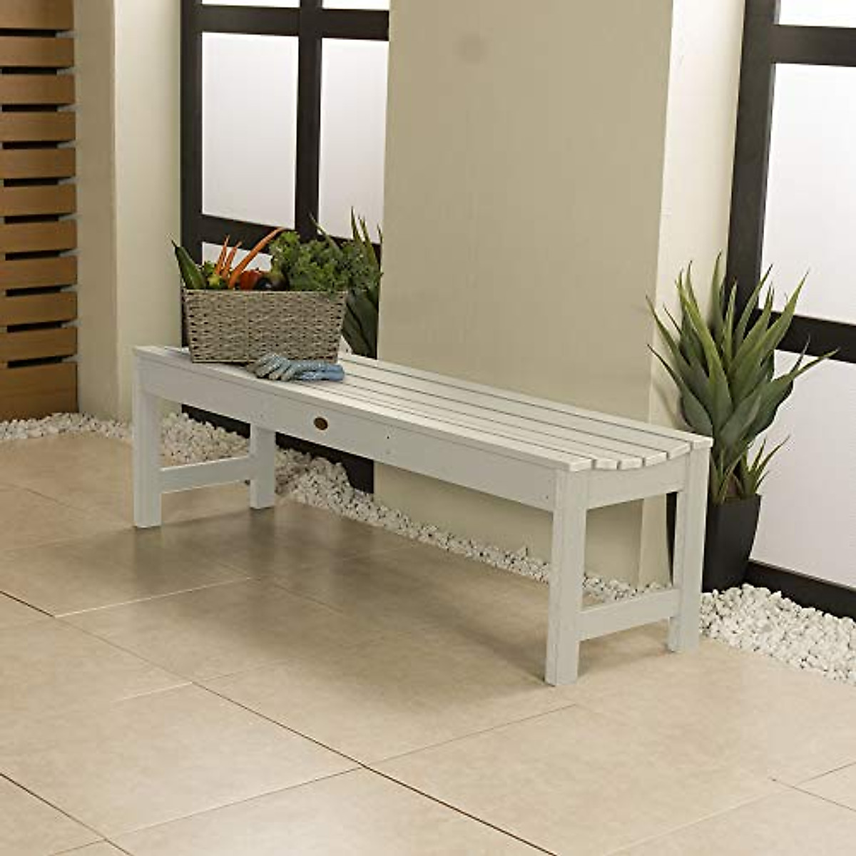 highwood Lehigh Picnic Garden Bench, 5 feet, Whitewash