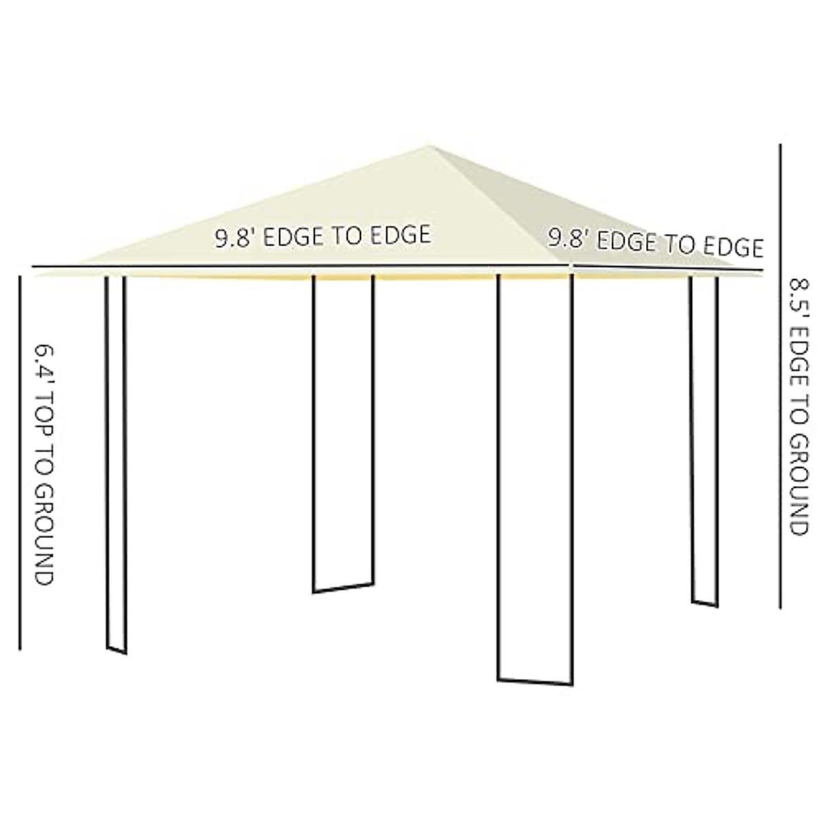 Outsunny 10' x 10' Patio Gazebo, Outdoor Gazebo Modern Canopy Shelter with Vents Roof and Steel Decorative Columns, for Garden, Lawn, Backyard and Deck