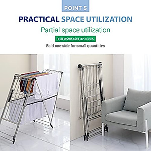 Letusto W-Rack Laundry Clothes Drying Rack - Indoor & Outdoor Folding Clothing Rack Foldable - Stainless Steel Laundry Garment Dryer Stand (Dry-Rack)