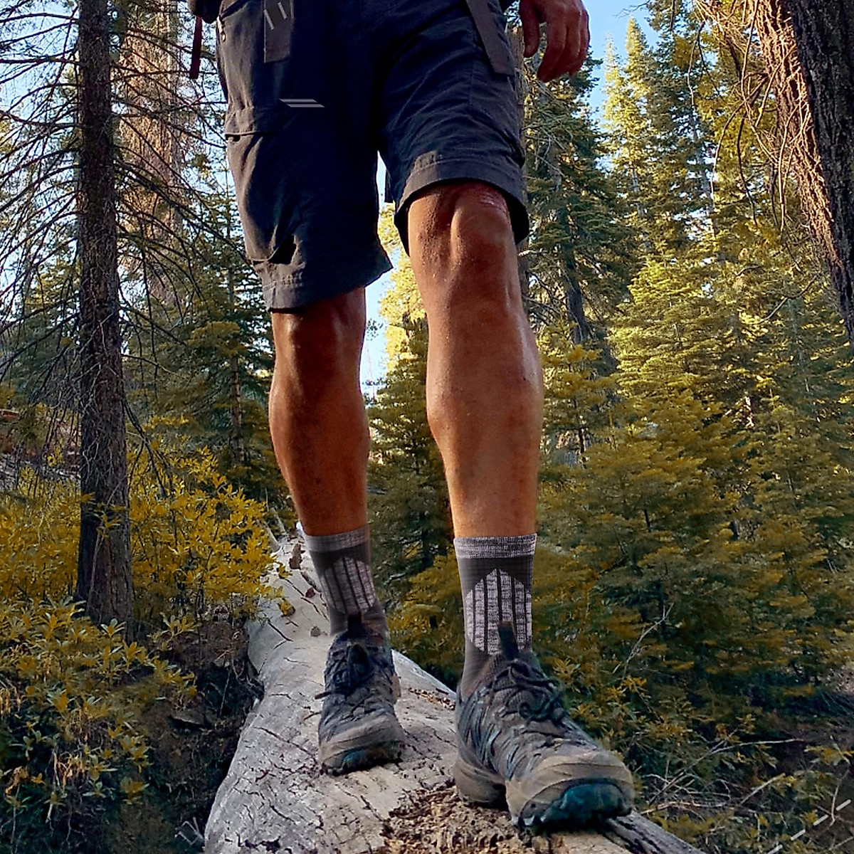 YUEDGE Mens Work Boot Socks Moisture Wicking Men's Socks Cushioned Tall Athletic Socks Thick Casual Cotton Socks for Men Size 10-13, Black, 5 Pairs