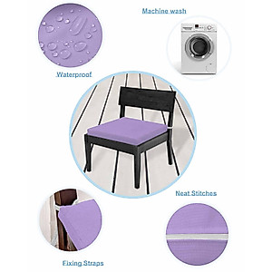 Hokiten Purple Outdoor Cushion Chair Cover Set of 2 - Waterproof Couch Seat Covers, Modern Pure Lavender Purple Patio Furniture Protector Cushions Slipcovers for Sofa/Garden/RV, 20"x18"x4"