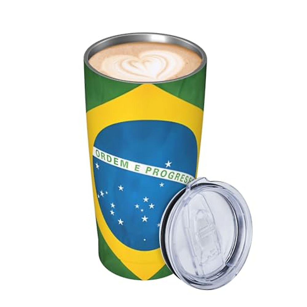 VKKOEWL Brazil Brazilian Flag Stainless Steel Insulated Tumbler 20 Oz Travel Water Bottle Coffee Mug Drink Cup With Lid Straw