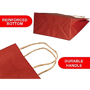 Elegant Supply Solid Print Holiday Gift Twisted Handles Kraft Paper Bags in Bulk, Multipurpose use, Suitable for Every Occasion, 10 X 5 X 13, Ruby Red