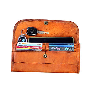 We Mitra Leather Women Purse Flap Wallet Clutch Brown Vintage Stylish