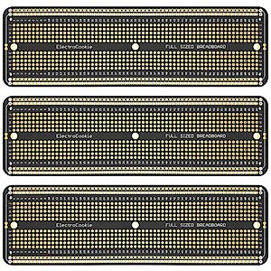 ElectroCookie PCB Prototype Board Large Solderable Breadboard for Electronics Projects Compatible for DIY Arduino Soldering Projects, Gold-Plated (3 Pack, Matte Black)