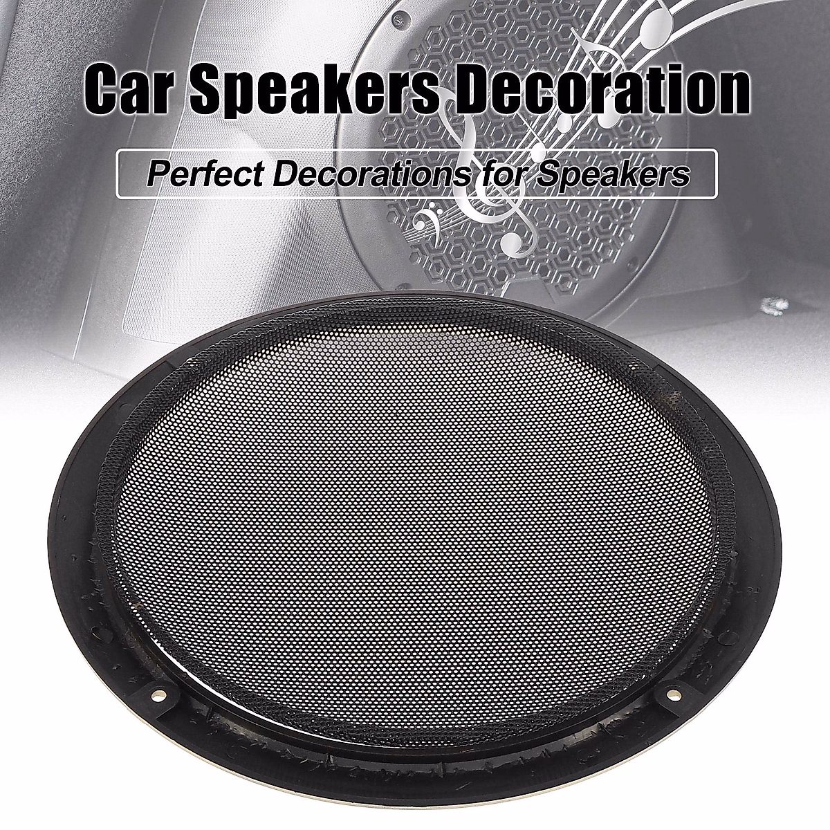 X AUTOHAUX 2pcs 8" Gold Tone Car Audio Speaker Cover Mesh Subwoofer Grill Horn Glossy Guard Protector