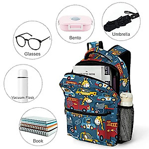 MEIKKO Cartoon Animal Car Backpack Cute Truck Lightweight Casual Daypack with Chest Strap,Computer Bags for Women Men Hiking Travel Work and Business 16 Inch