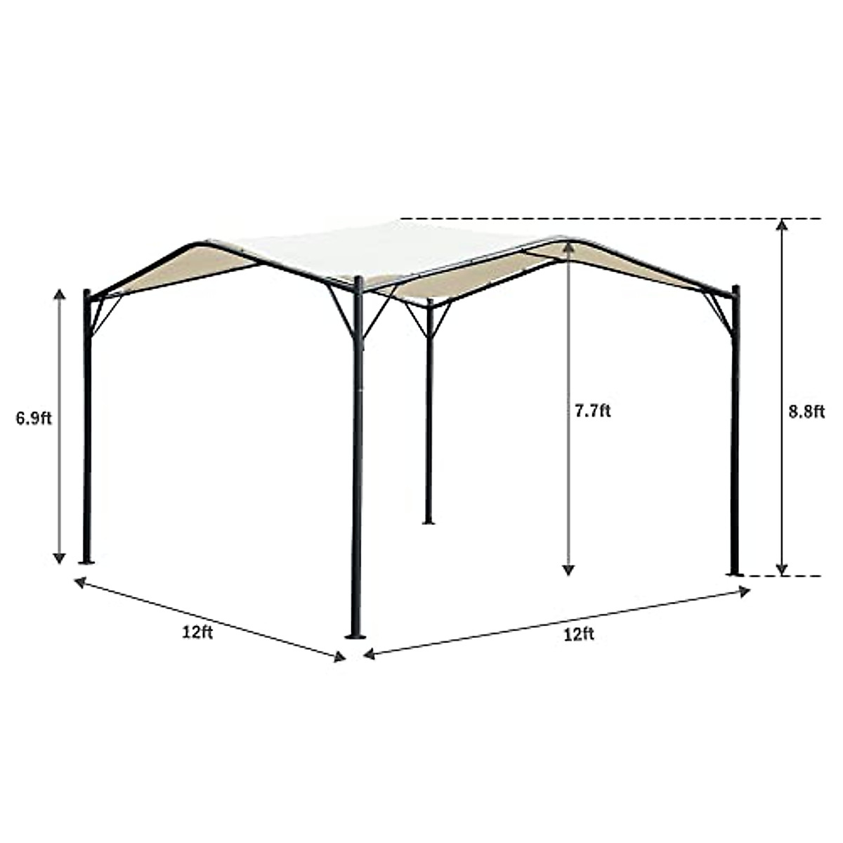 Scelto 12'x12' Outdoor Patio Gazebo Canopy Tent with Stable Iron Frame for Deck Garden Backyard, Beige
