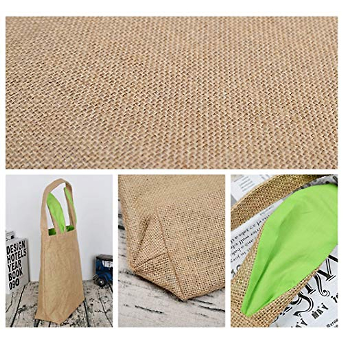 KEFAN 3 Pack Easter Bags, Egg Hunting Bunny Ear Baskets Jute Burlap Reusable Tote Bags for kids DIY Blank Gift Tote Bags