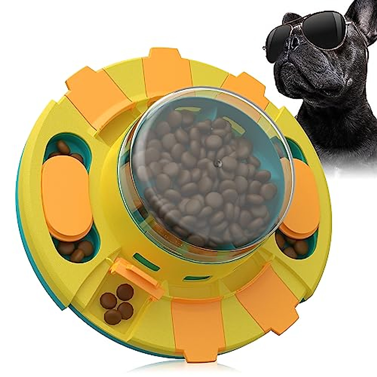KADTC Puzzle Toys for Dog Boredom and Mentally Stimulating Slow Food Treat Feeder Button Dispenser Keep Busy Pet Bowl Puppy Brain Mental Stimulation Toy Level 2 1 Small/Medium/Large Interactive Game