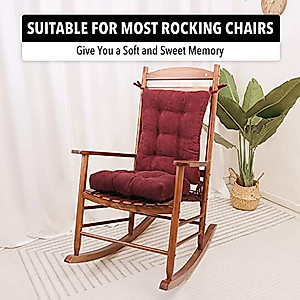 Tromlycs Indoor Rocking Chair Cushion for Rocking Chair Pads Back and Seat Sets with Ties 2 Piece Red