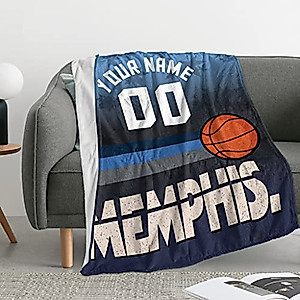 Wream Custom Blanket for Bed Personalized Fans Gift Basketball City Name and Number Winter Summer Fleece Throw Blankets, Optional【40x50】【50x60】【 60x80】inch