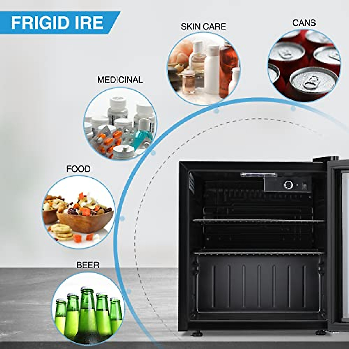 Havato Beverage Refrigerator, 70 Can Mini Fridge with Glass Door, 1.6 Cu.ft Small Beer Fridge Adjust Temperature Freestanding, Deal for Home & Office